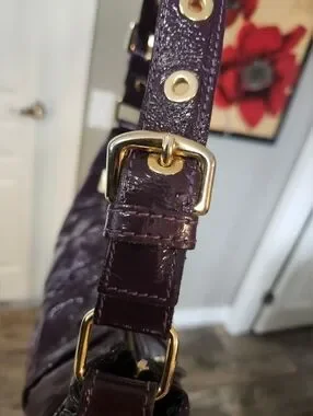 Innue | Bags | Womens Shiny Eggplant Color Leather Shoulder Bag Final ...